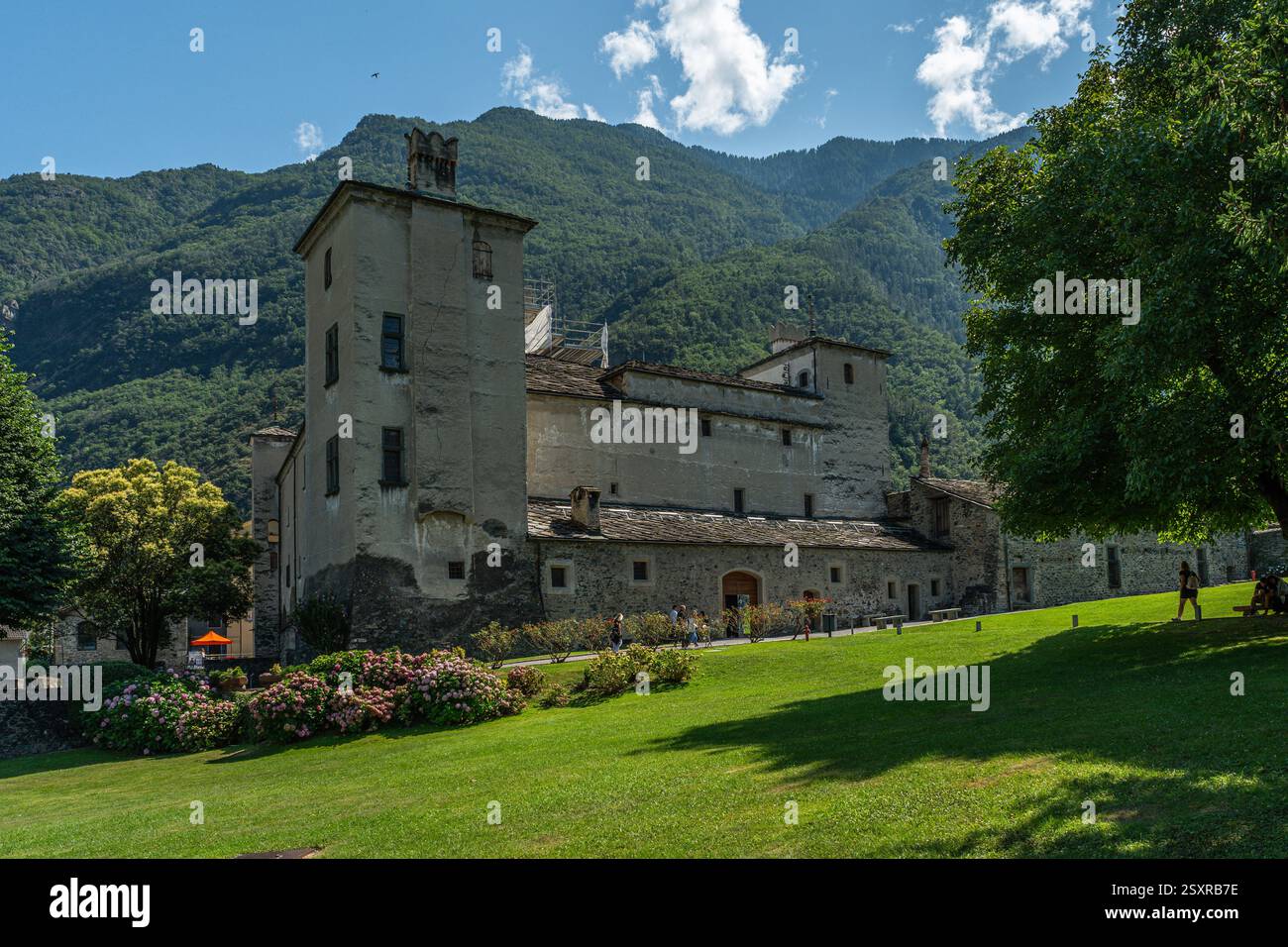 Issogne Castle, Aosta Valley, Italy, July 20, 2024. Exterior of Issogne ...