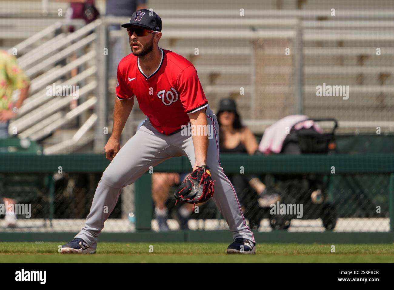 Washington Nationals third baseman Paul DeJong takes up his position ...
