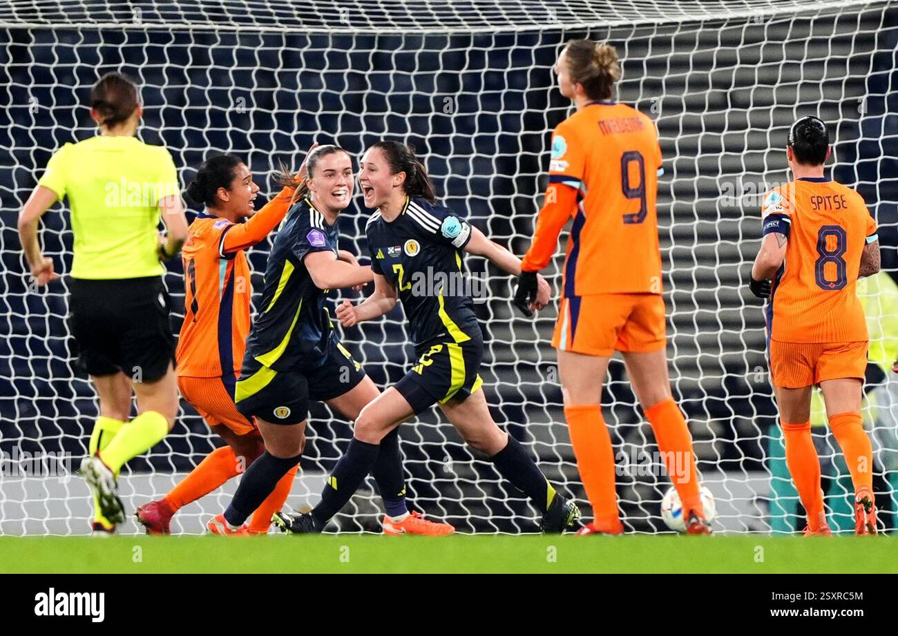 Scotland's Emma Lawton celebrates scoring the opening goal during the ...