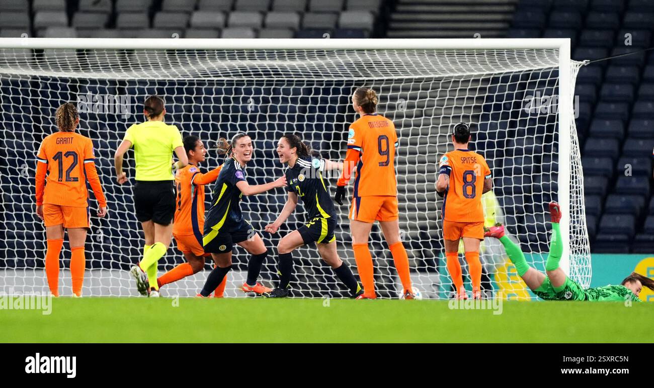 Scotland's Emma Lawton celebrates scoring the opening goal during the ...
