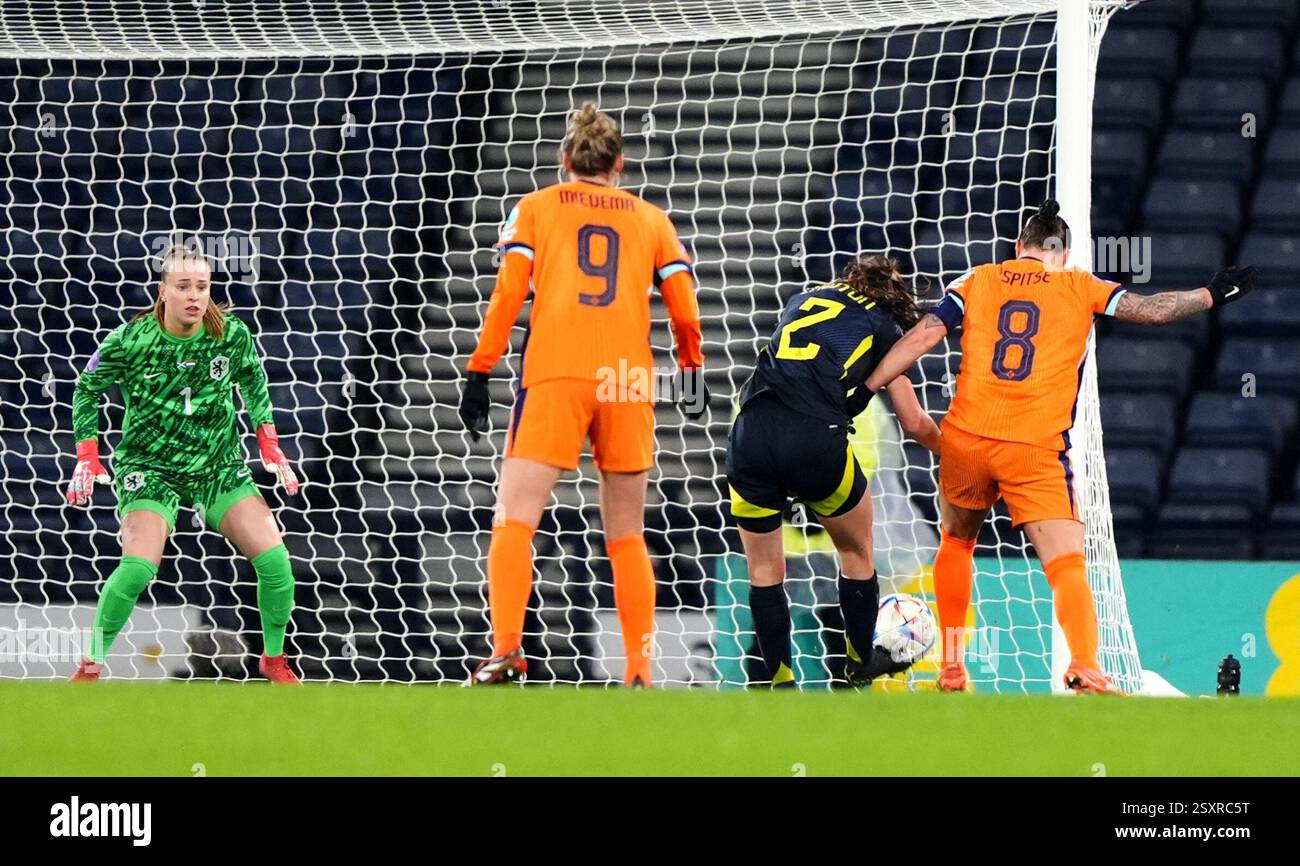 Scotland's Emma Lawton scoring the opening goal during the UEFA Women's ...