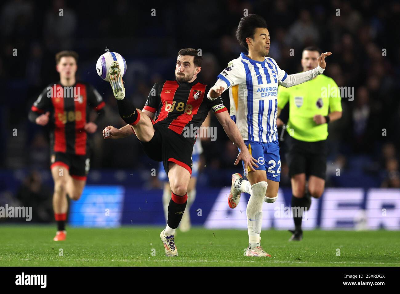 Bournemouth's Lewis Cook (left) and Brighton and Hove Albion's Kaoru ...
