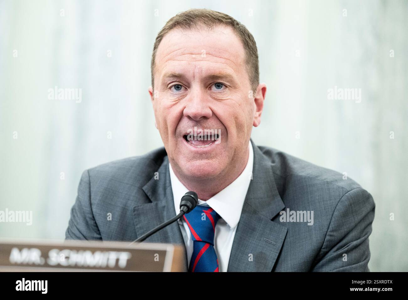 U.S. Senator Eric Schmitt (R-MO) speaking at a hearing of the Senate Commerce, Science, and ...