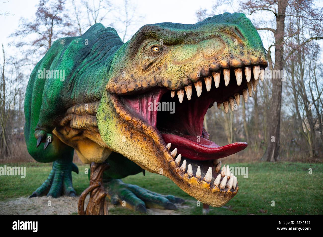 LUBIN, POLAND - DECEMBER 31, 2023 - Realistic model of dinosaur ...