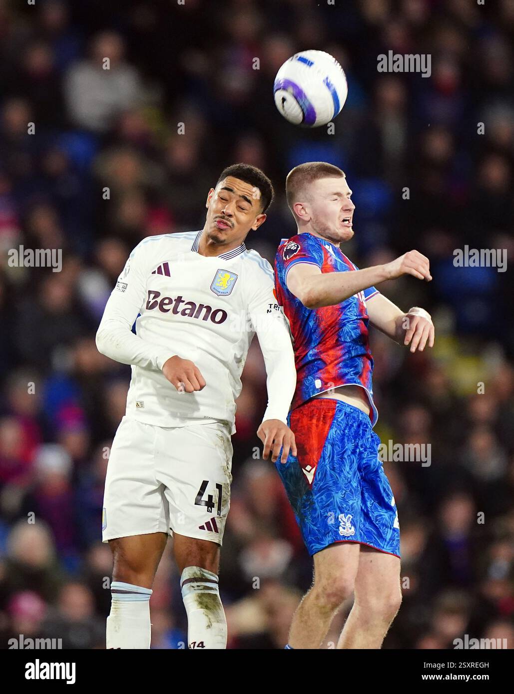 Aston Villa's Jacob Ramsey (left) and Crystal Palace's Adam Wharton ...