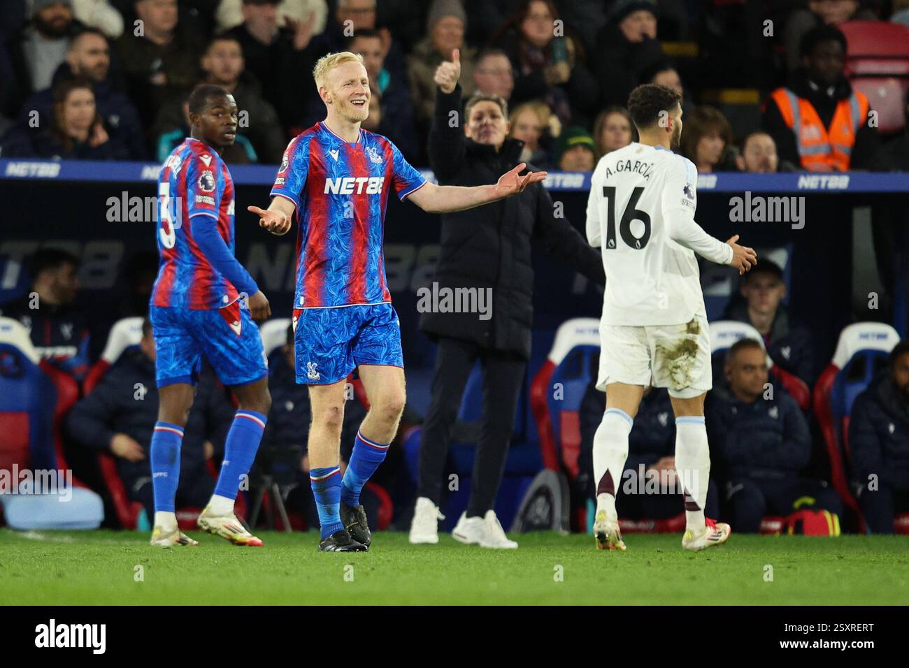 LONDON, UK - 25th Feb 2025: Will Hughes of Crystal Palace reacts during ...