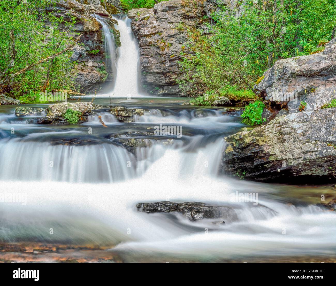 cascades below a waterfall on the upper jocko river near arlee, montana ...