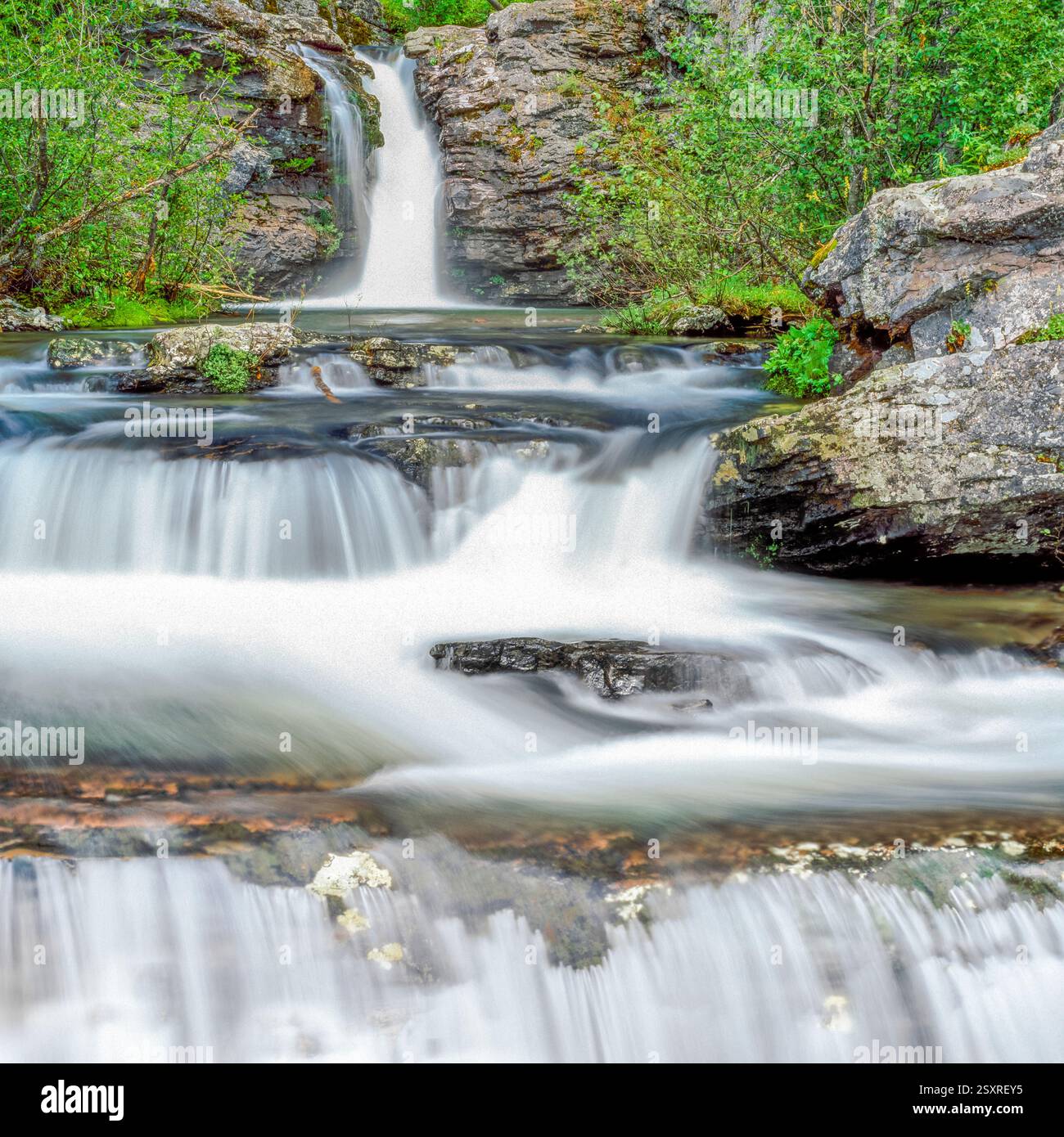 cascades below a waterfall on the upper jocko river near arlee, montana ...