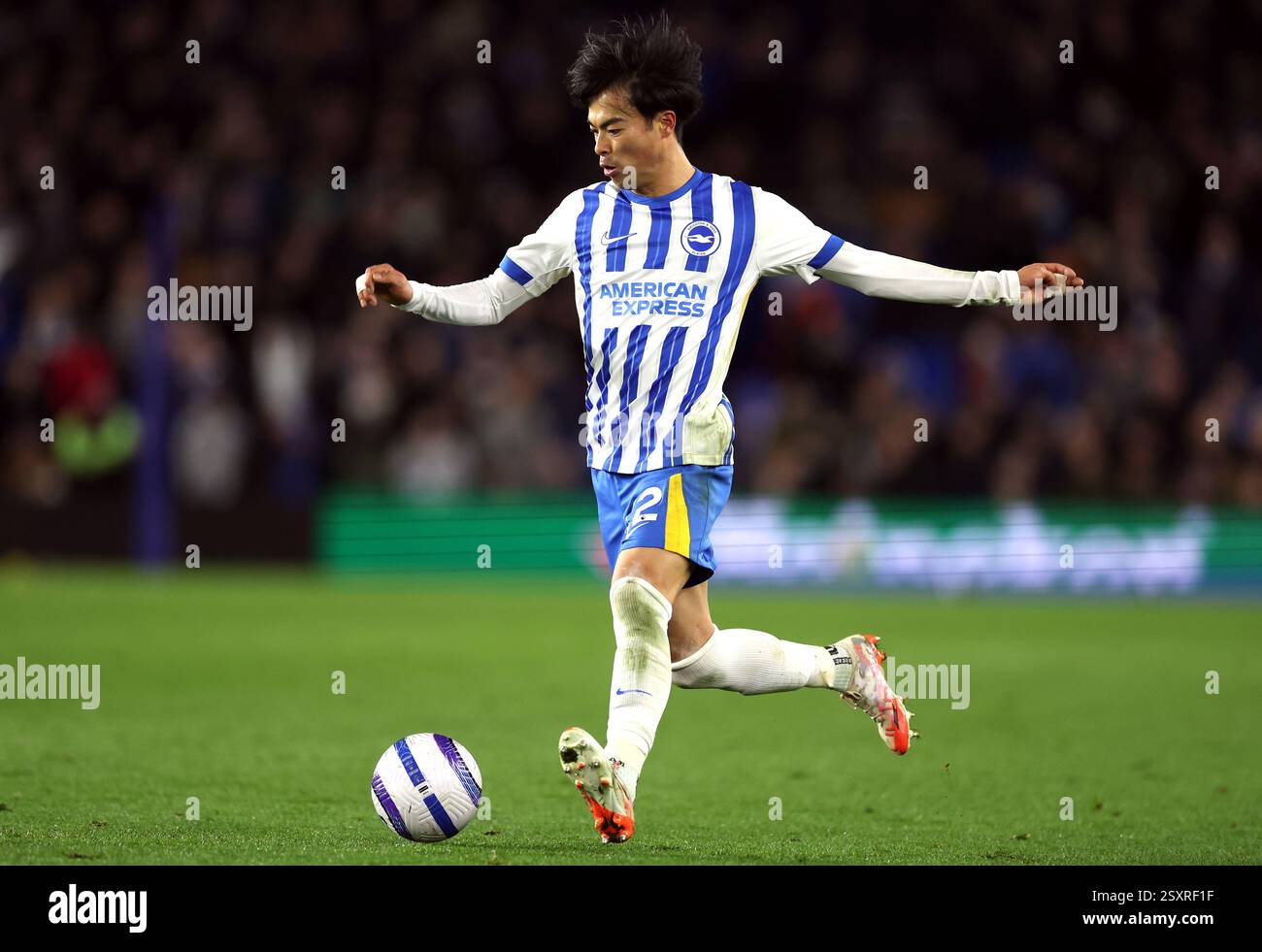 Brighton and Hove Albion's Kaoru Mitoma in action during the Premier ...