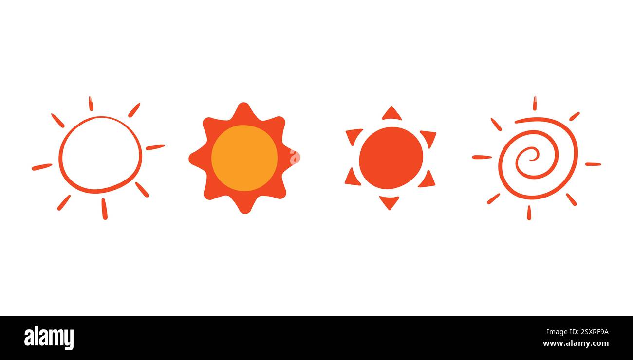 Sun hand drawn art vector icons. sun drawing illustration Stock Vector ...
