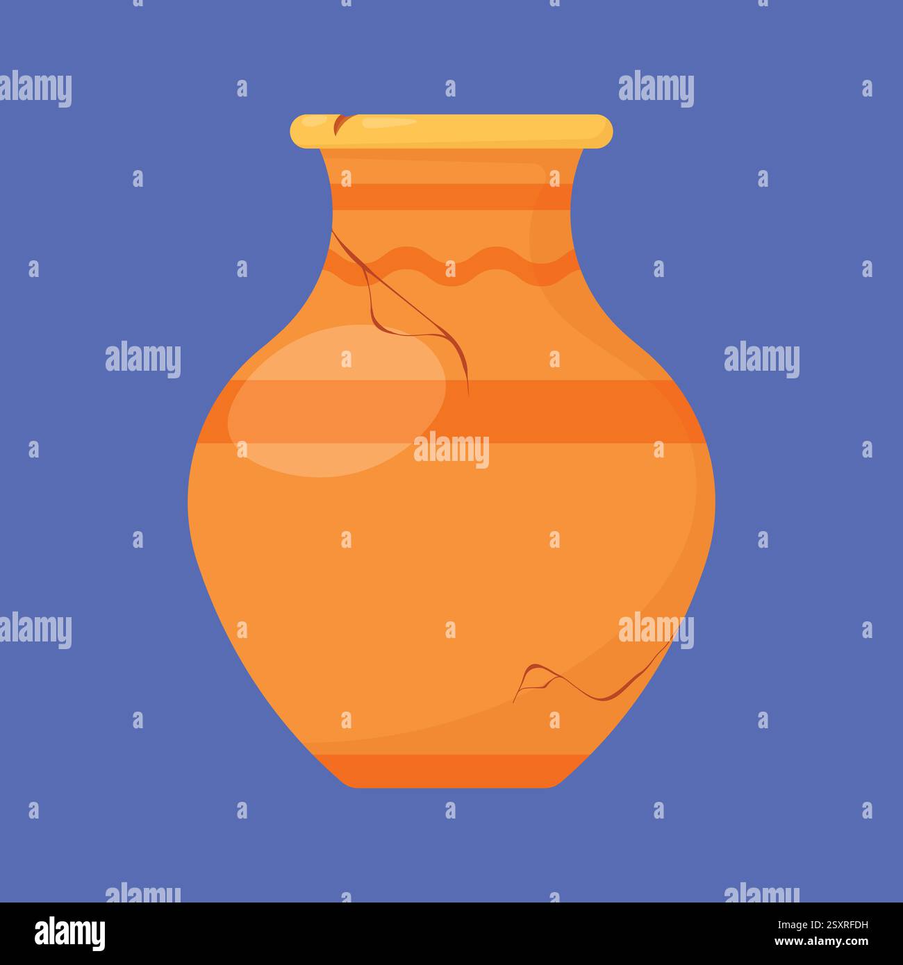 Vintage Clay Vase Jar Vector Illustration. cracked clay pottery jar ...