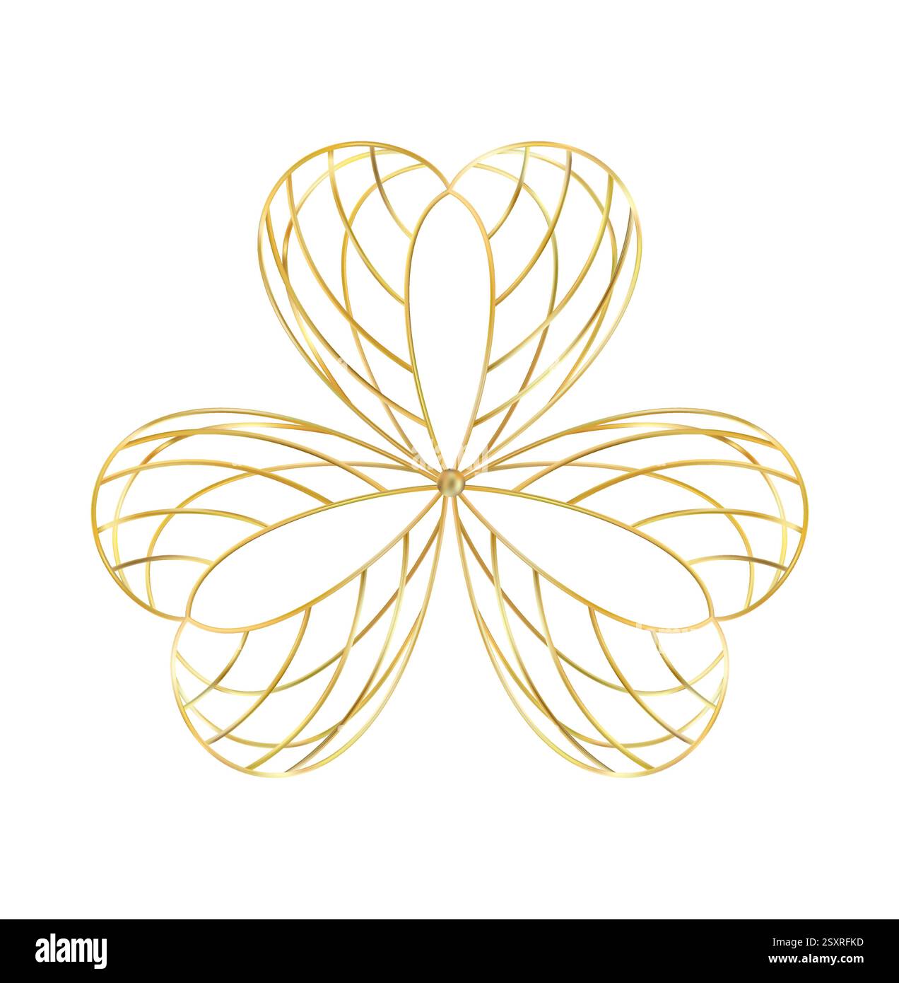 Outline Clover leaf icon. Three leaves logo. Luxury gold floral symbol ...