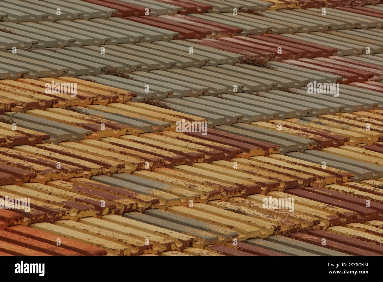 Colorful Square Interlocking Ceramic Roof Tiles Make An Abstract Pattern And Interesting