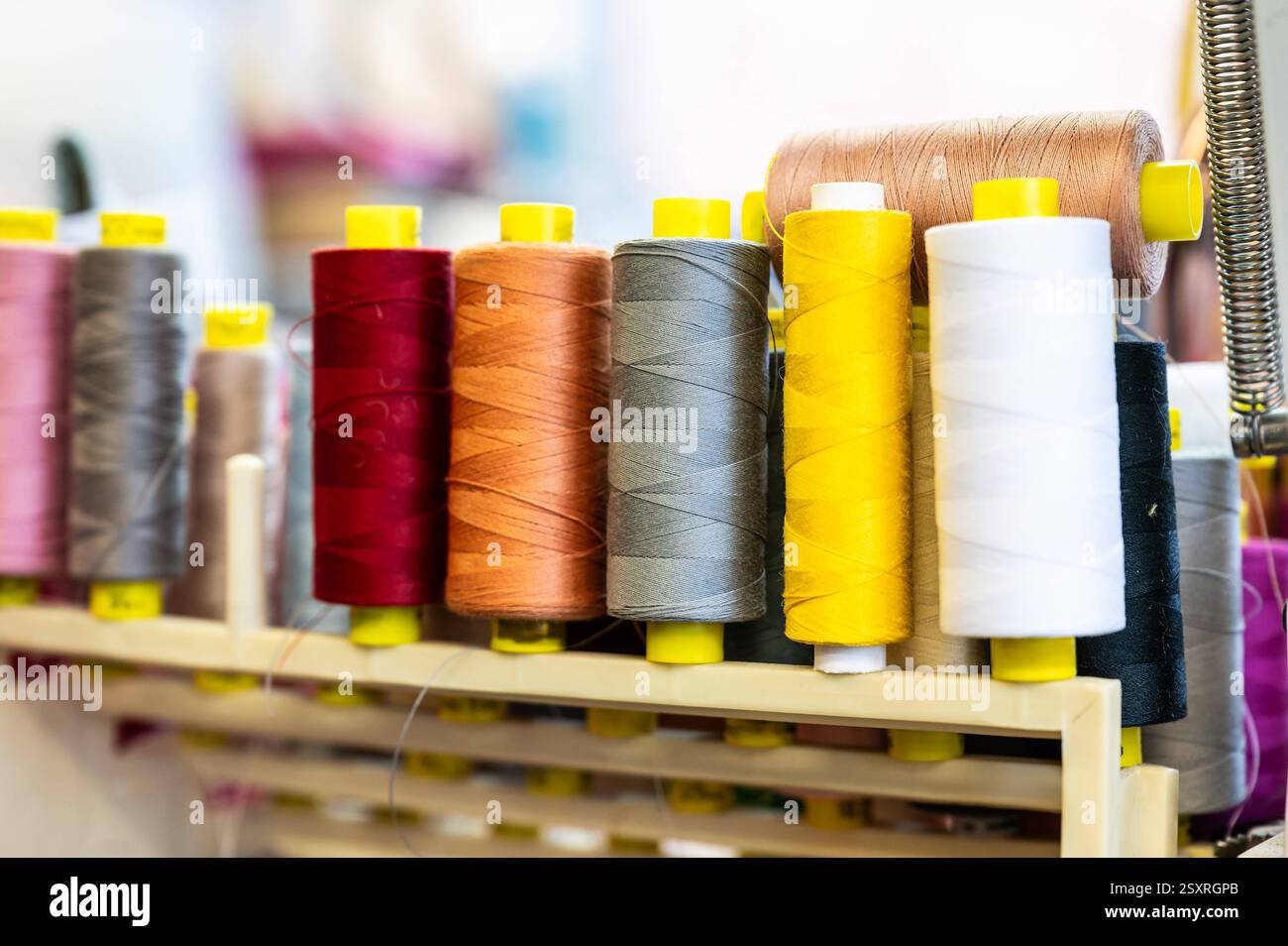 Sewing bobbin cord, colorful line up of yarn , Brussels city center ...