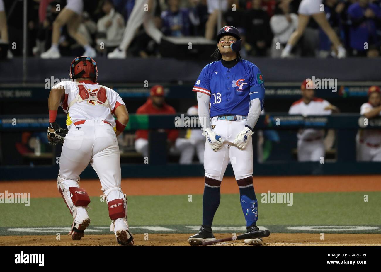 Taiwan's Yu Chang (18) after striking out during the second inning of a ...