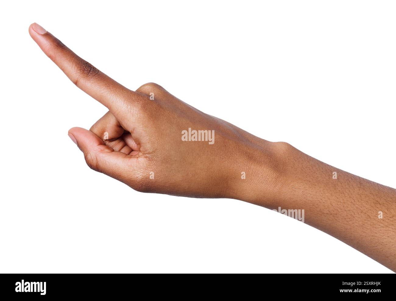 Hand gestures - woman pointing away, isolated Stock Photo - Alamy