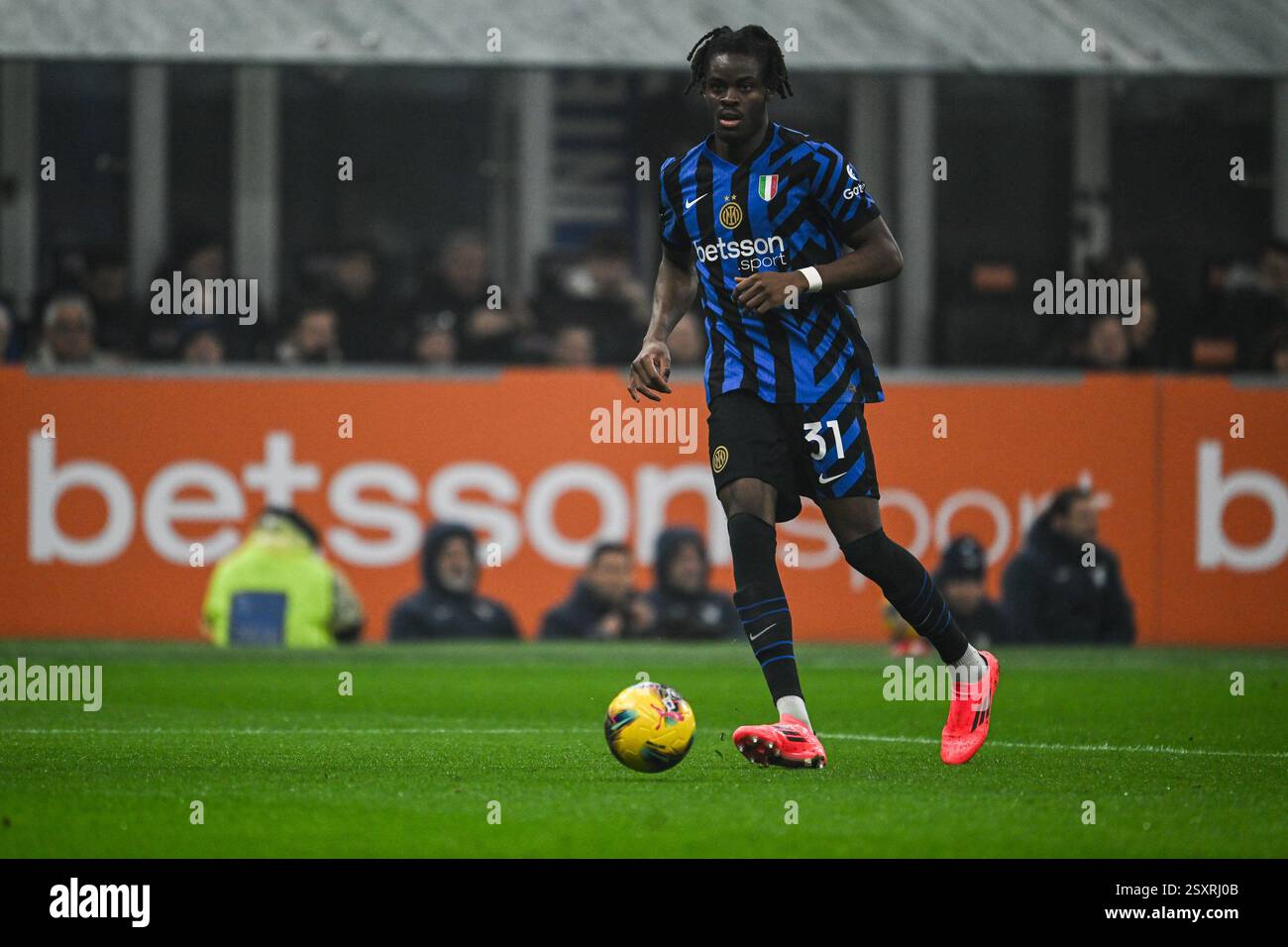Yann Bisseck of FC Inter in action during the Coppa Italia round of ...