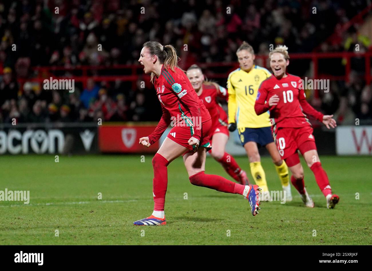 Wales' Kayleigh Barton celebrates scoring their side's first goal of ...