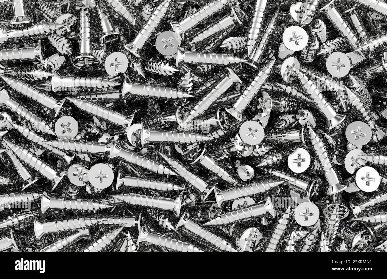 Screws Stainless Steel Flat Head Sheet Metal background, wallpaper. 3D ...