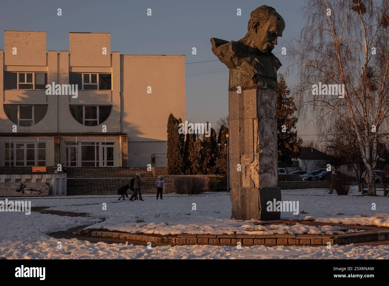 Borodyanka, Kyiv Oblast, Ukraine. 24th Feb, 2025. Children play in the ...