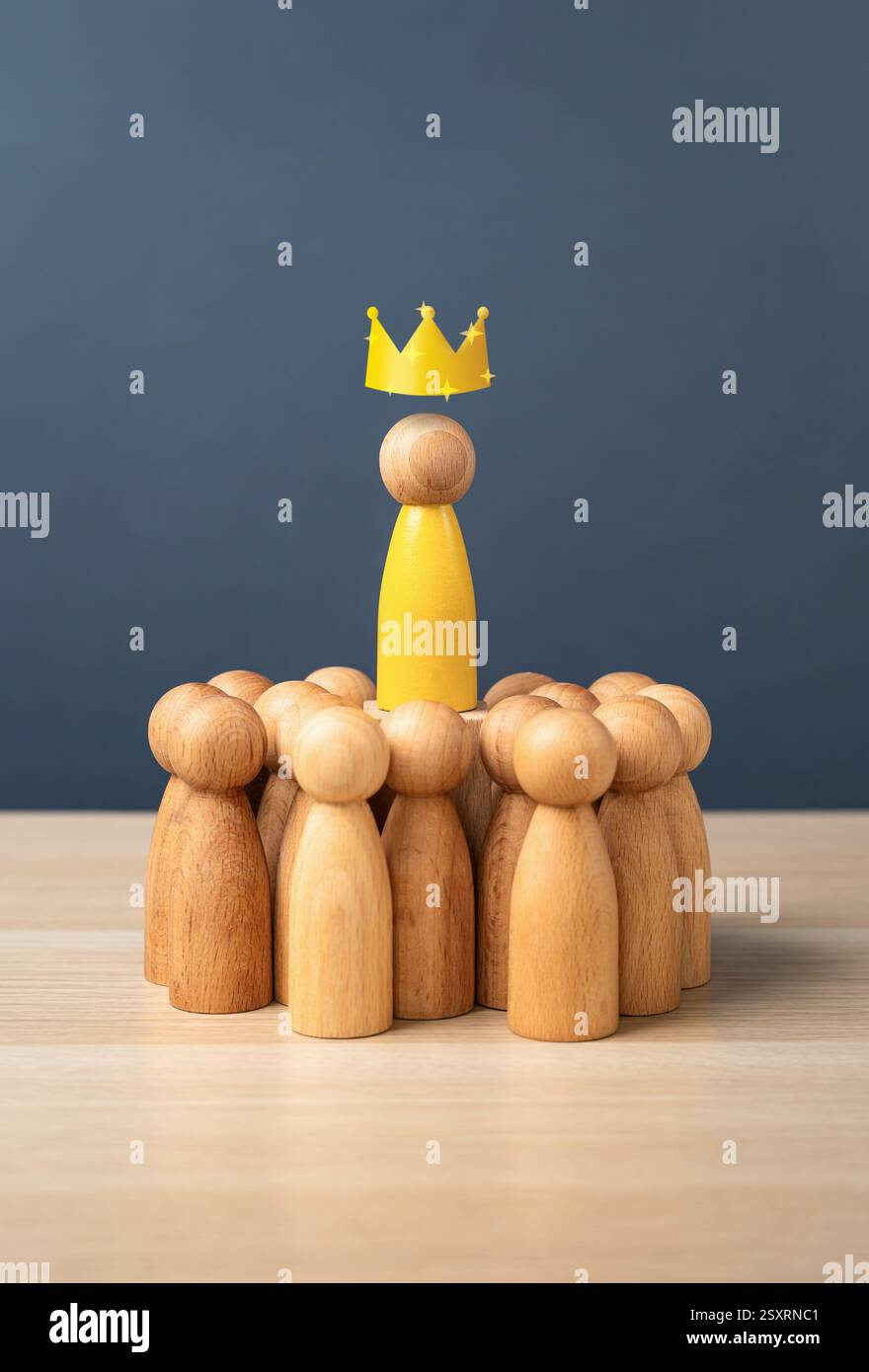 The head of the crowd with a golden crown of power. The leader ...