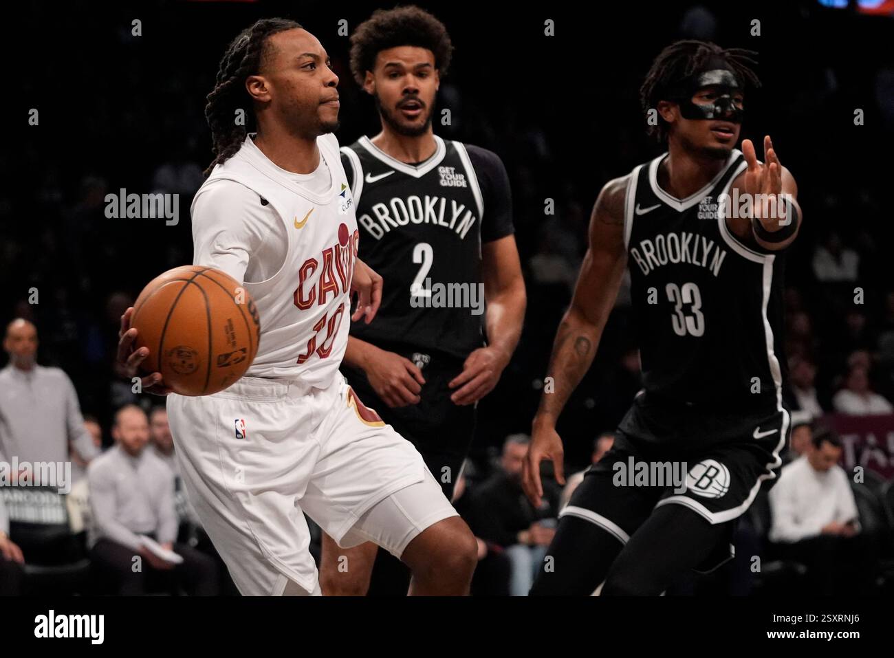Cleveland Cavaliers' Darius Garland (10) passes away from Brooklyn Nets ...