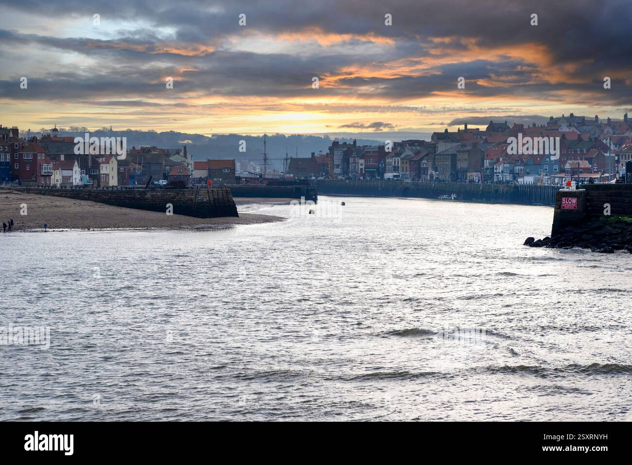 Whitby Beaches looking into the North Sea Stock Photo - Alamy