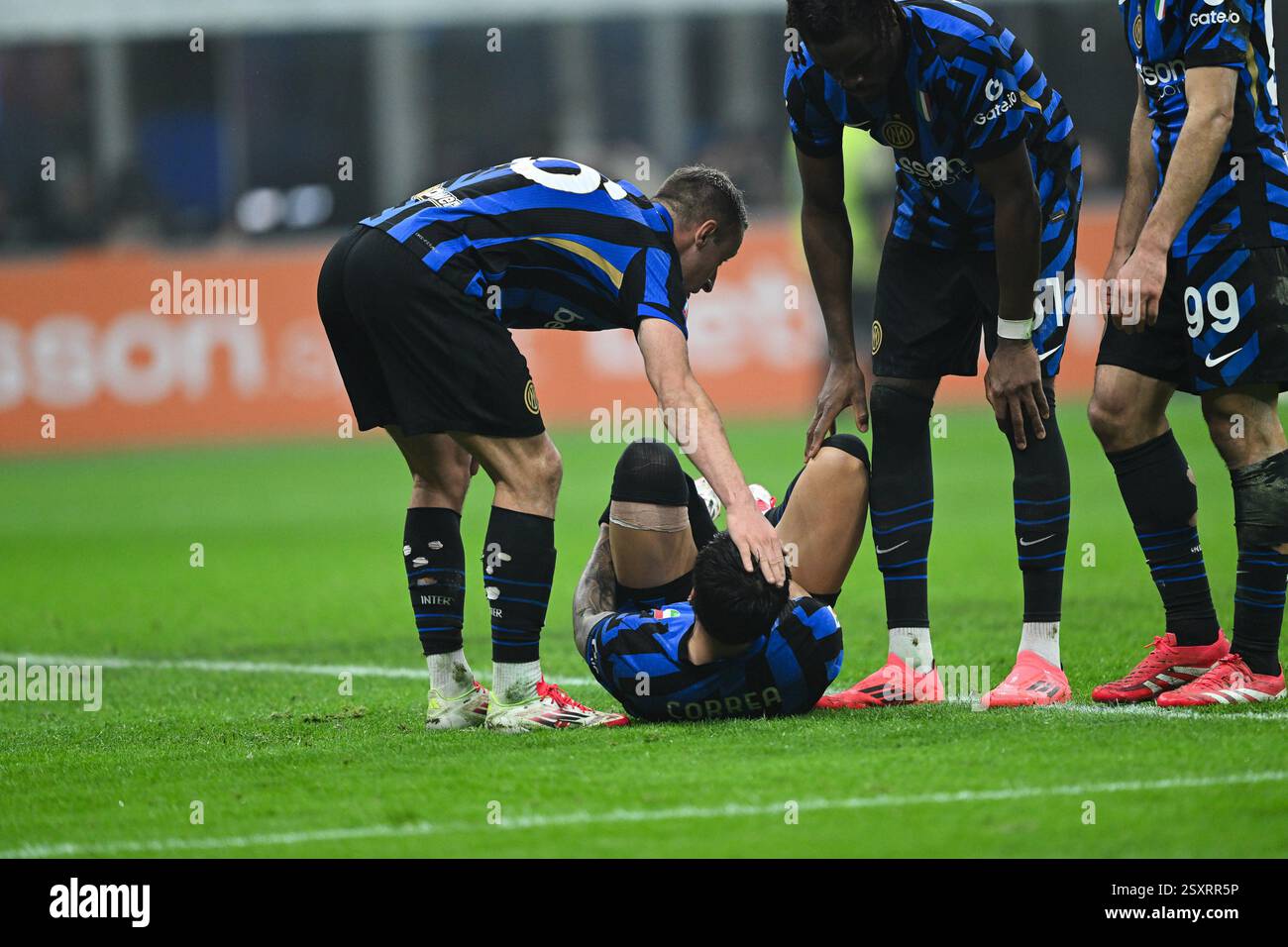 Joaquín Correa of Fc Inter react during the Coppa Italia round of ...