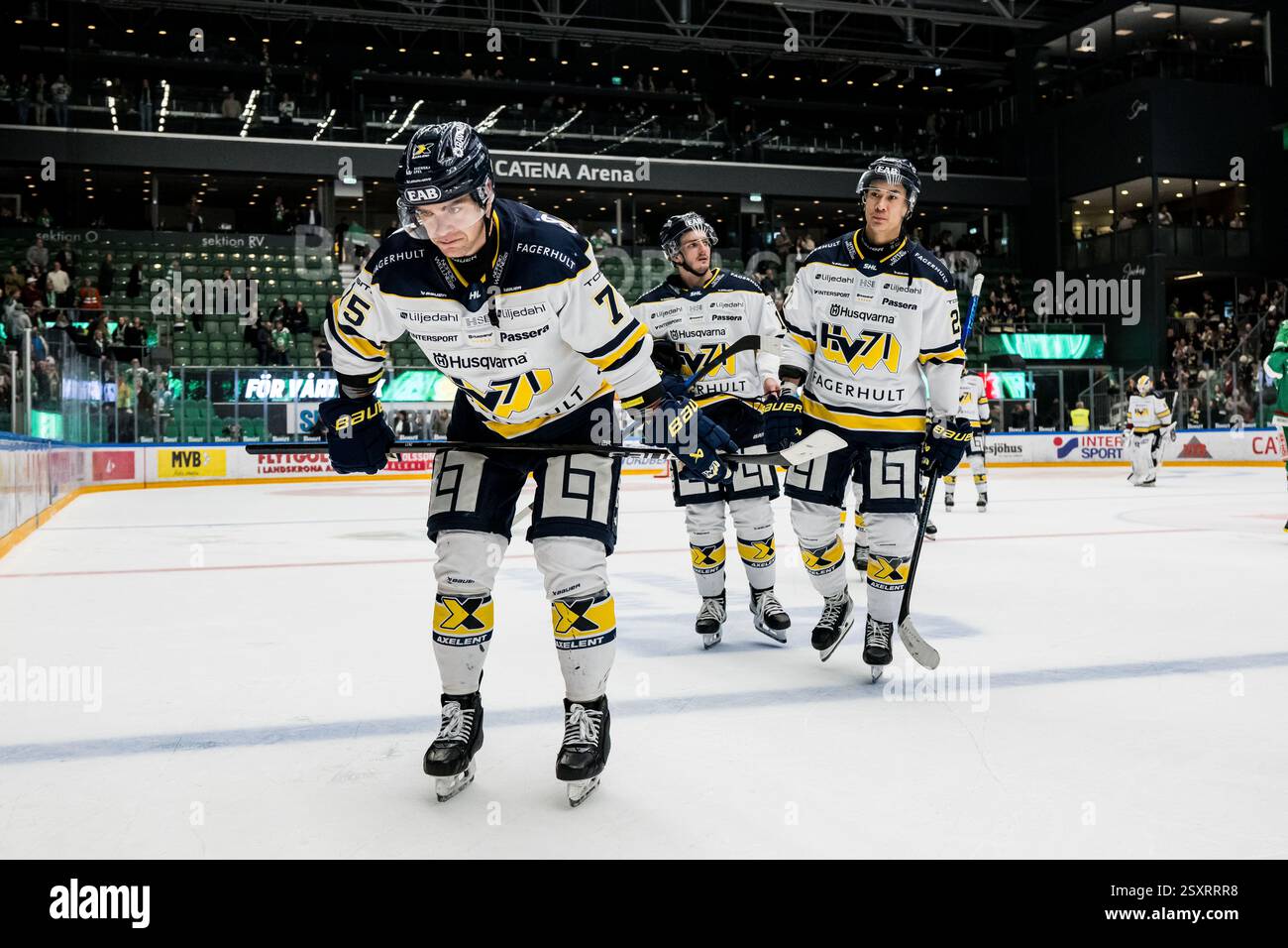 250225 HV71s Radan Lenc deppar efter ishockeymatchen i SHL mellan Rögle och HV71 den 25 februari ...