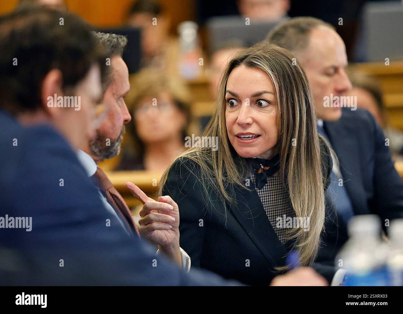 Karen Read makes a point with one of her lawyers Alan Jackson. The ...