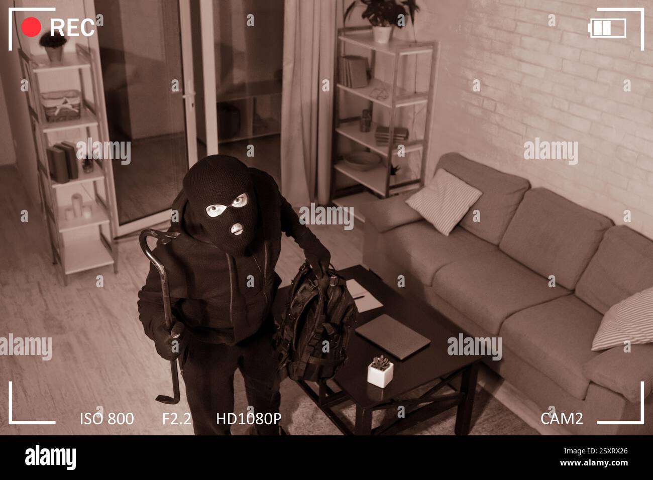 Thief With Crowbar Entering House View From Camera Stock Photo - Alamy