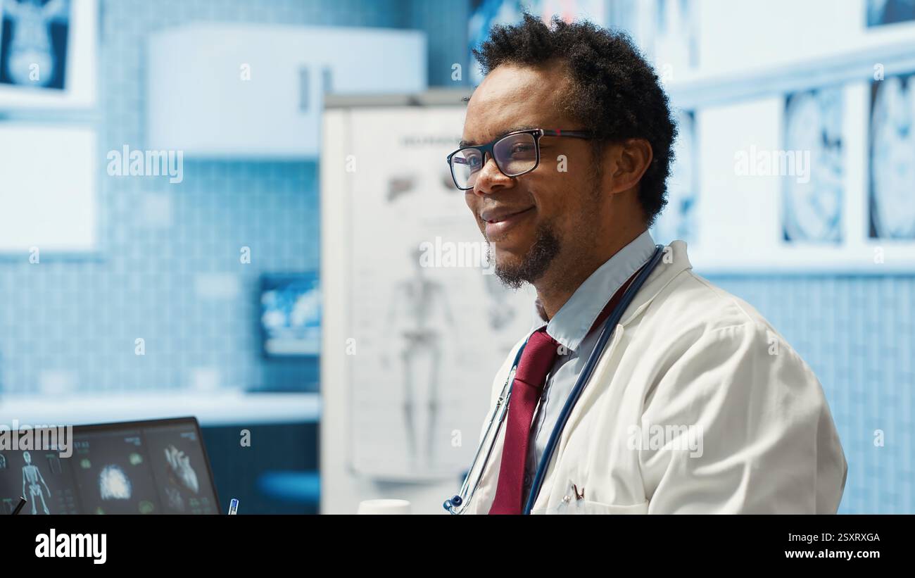 Doctor and patient discussing diagnostic results in a modern medical ...