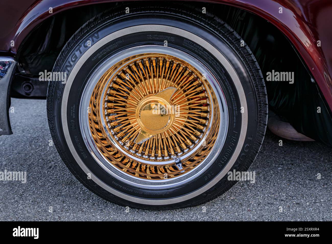 San Bruno, USA - October 7, 2022: A burgundy Chevrolet Impala with gold ...