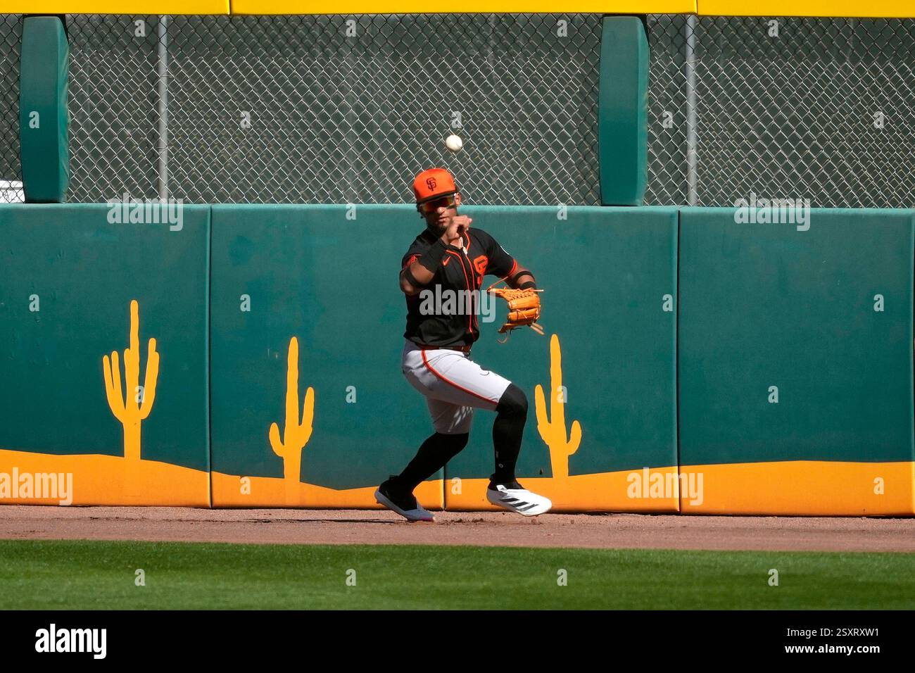 San Francisco Giants' Luis Matos fields an RBI double hit by the ...