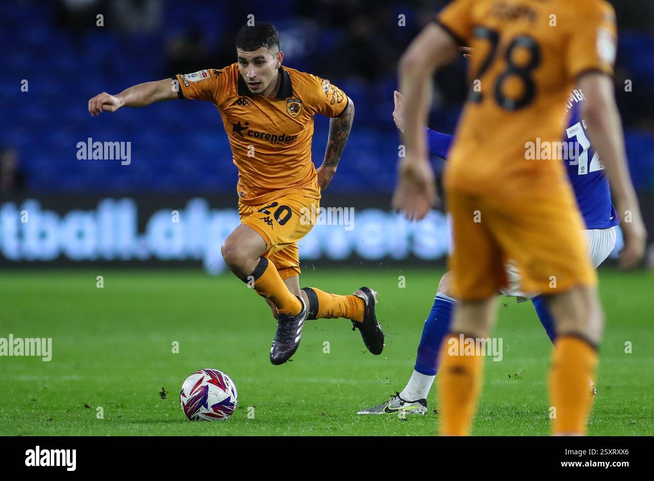 Cardiff, UK. 25th Feb, 2025. Gustavo Puerta of Hull City during the Sky ...