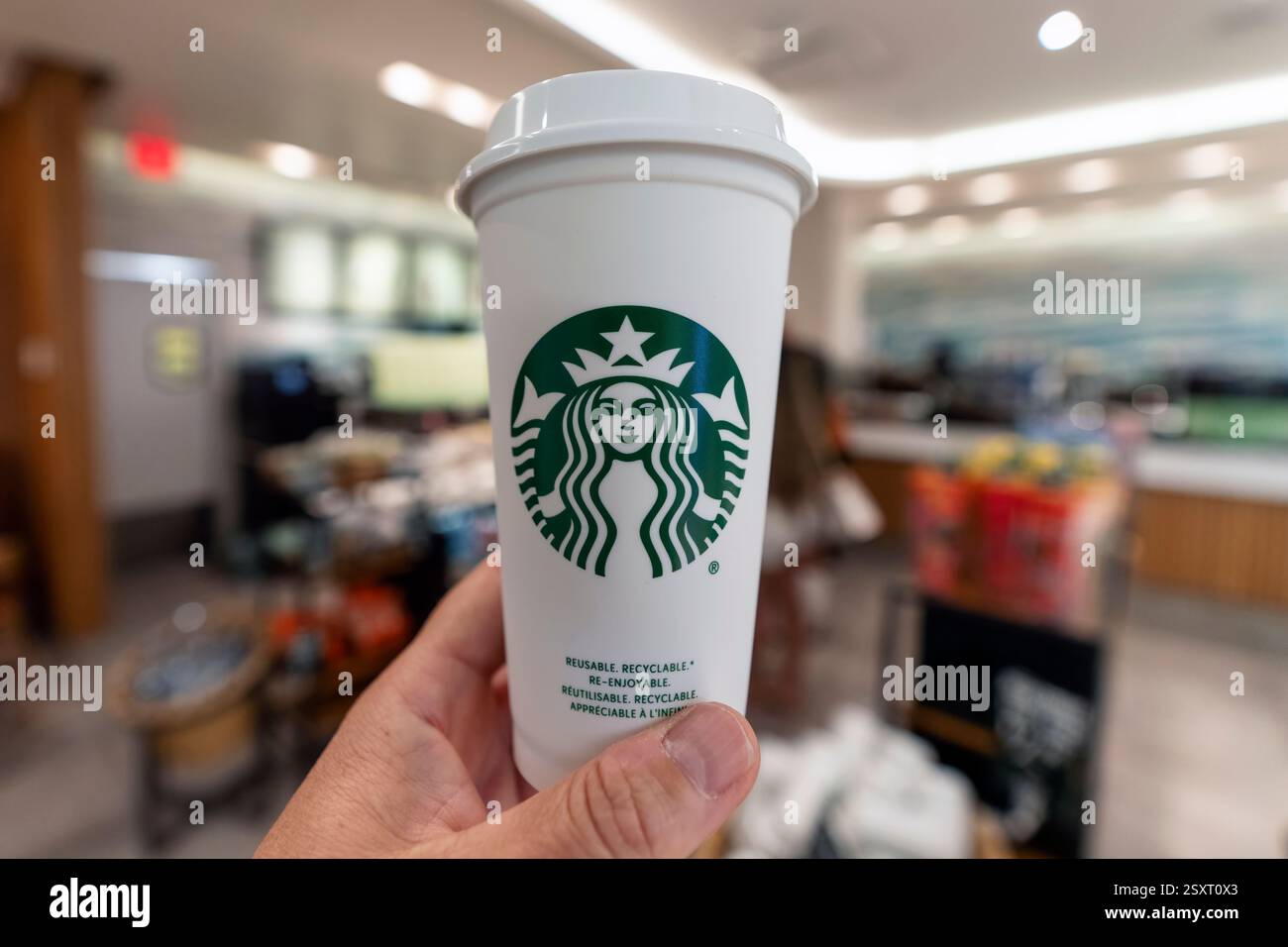Miami, USA. 25th Feb, 2025. Starbucks coffee shop in Aventura, Florida ...