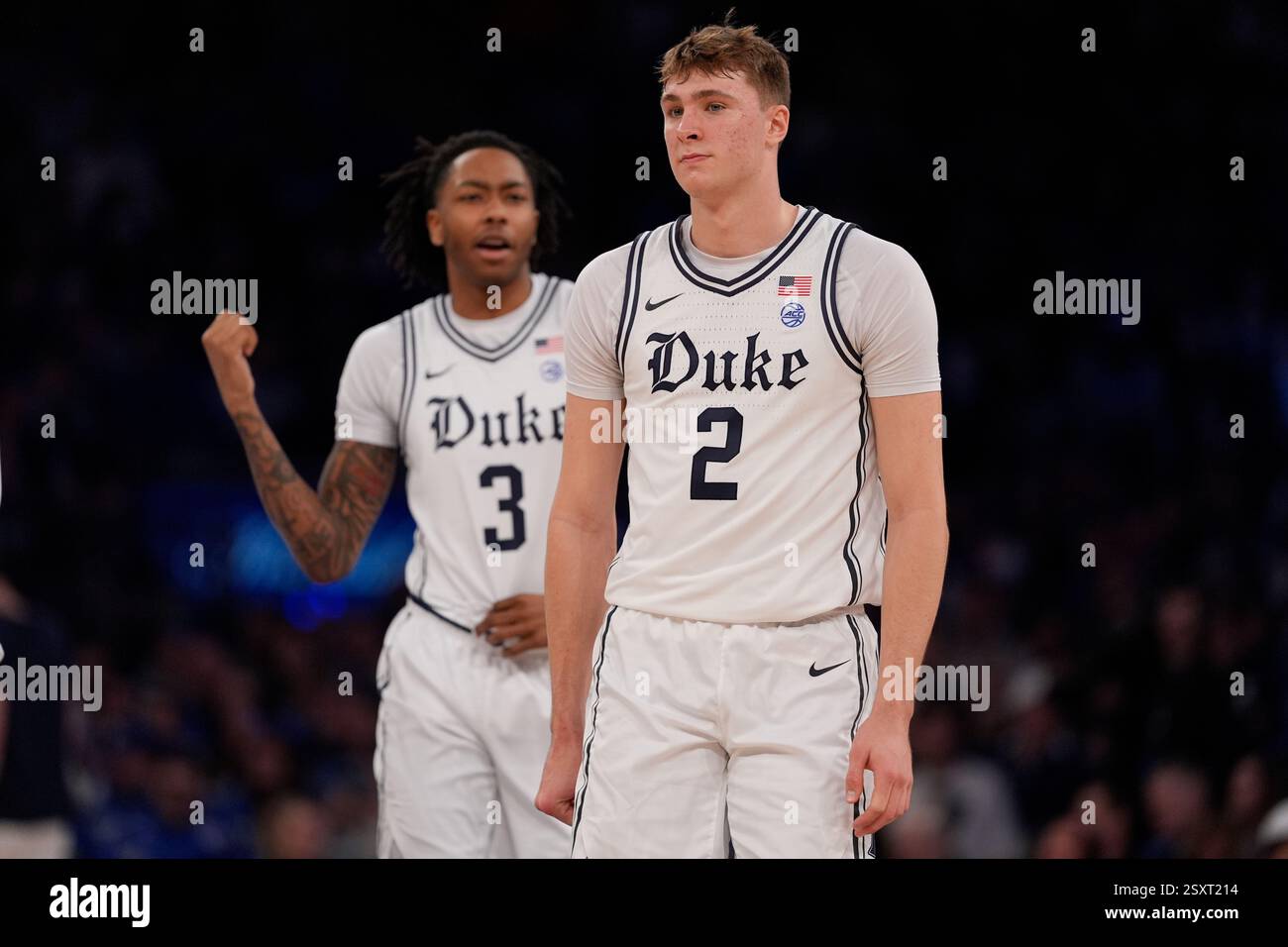Duke's Cooper Flagg and Isaiah Evans during the first half of an NCAA ...
