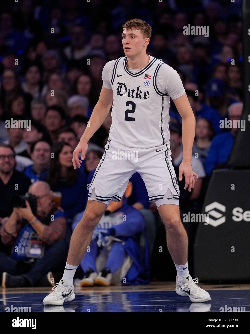 Duke's Cooper Flagg during the first half of an NCAA college basketball ...