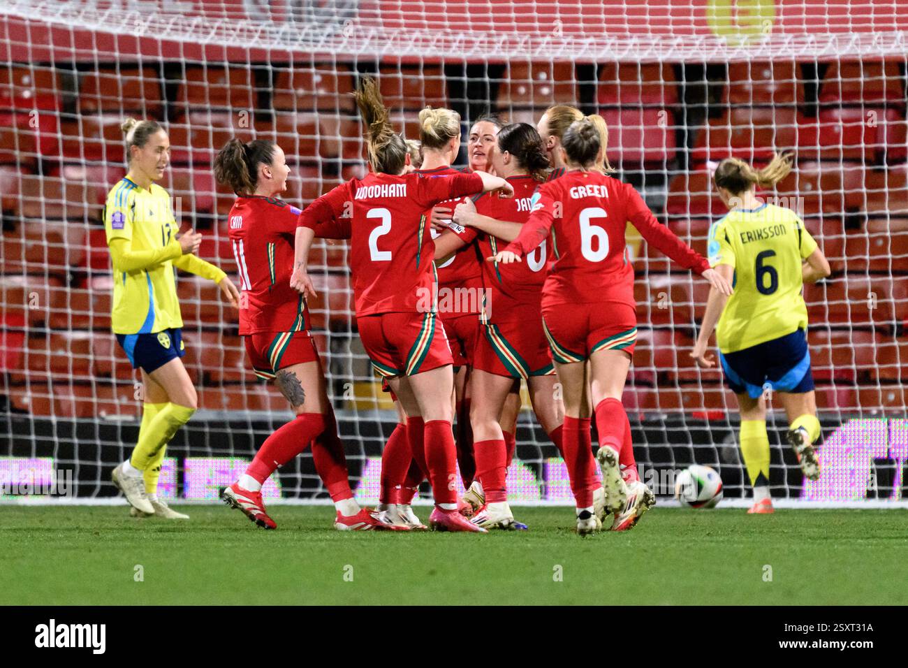250225 Kayleigh Barton of Wales celebrates after scoring 1-1 during the ...