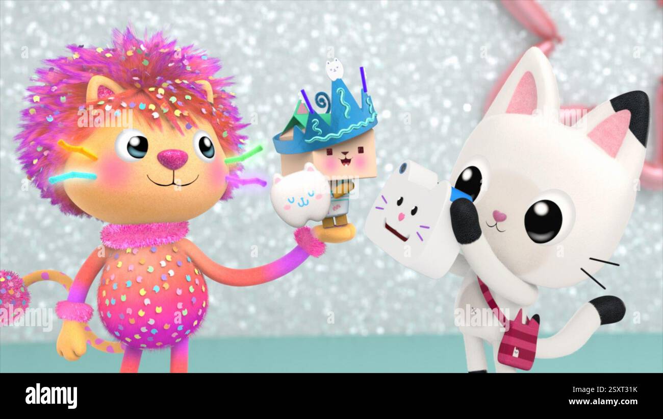 GABBY'S DOLLHOUSE, from left: Marty (voice: Darren Criss), Benny Box ...