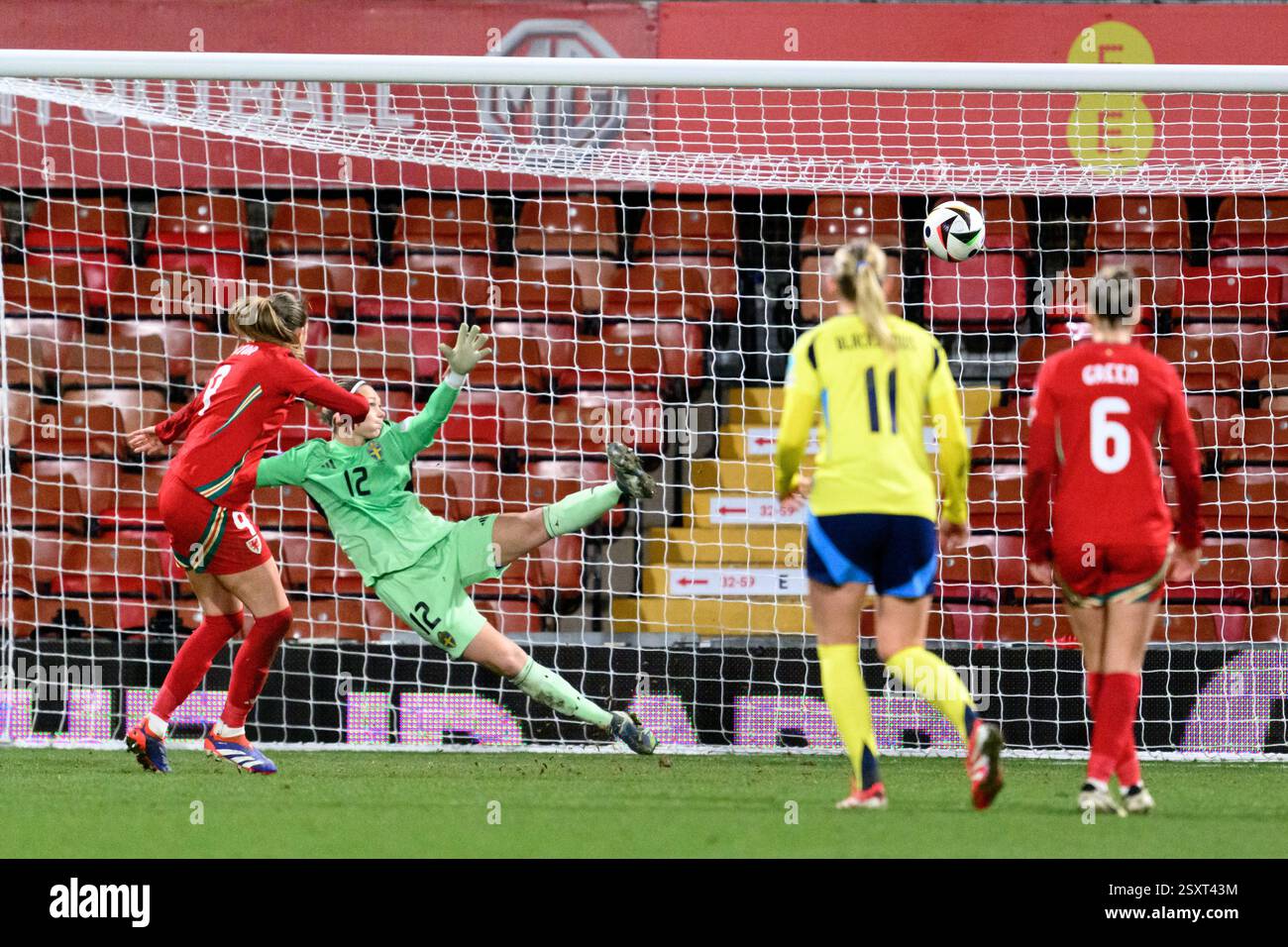 Kayleigh Barton of, UK. , . scores 1-1 during the UEFA Women's Nations ...