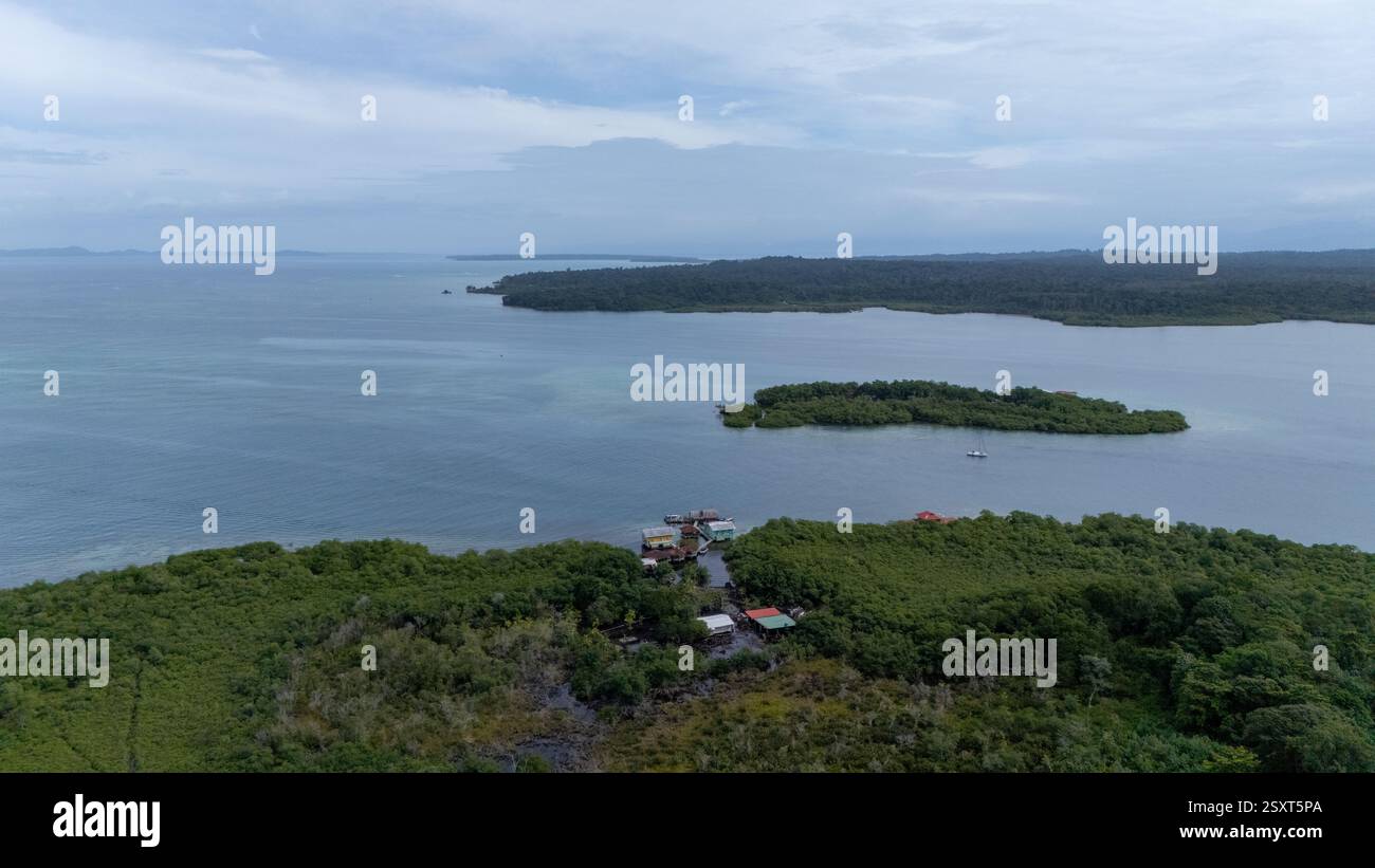 Panama.Tropical Island Aerial View. Wild coastline lush exotic green ...