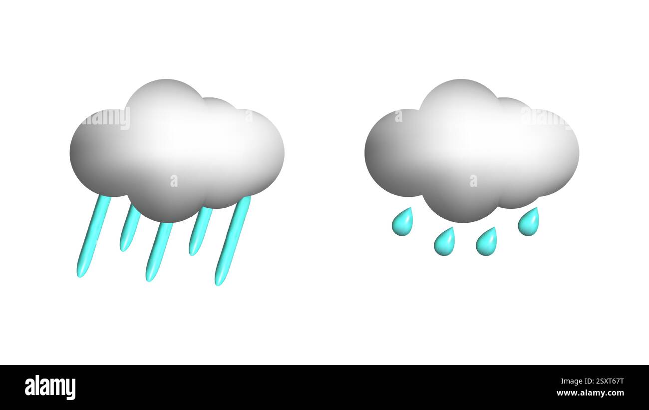 Weather 3d icons realistic isolated vector set. Light rains. Design ...