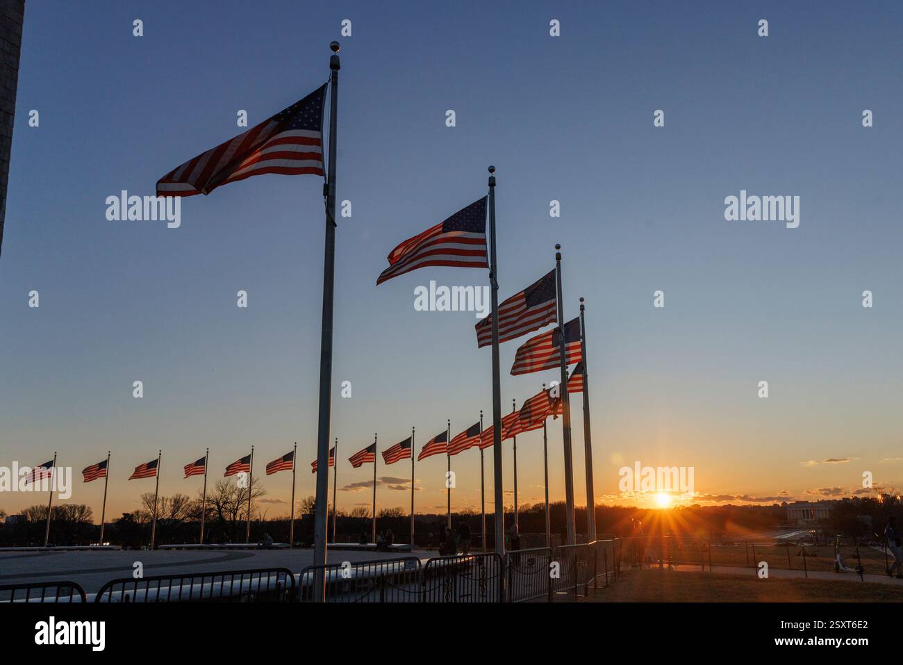 American flags are seen on the National Mall in Washington DC on ...