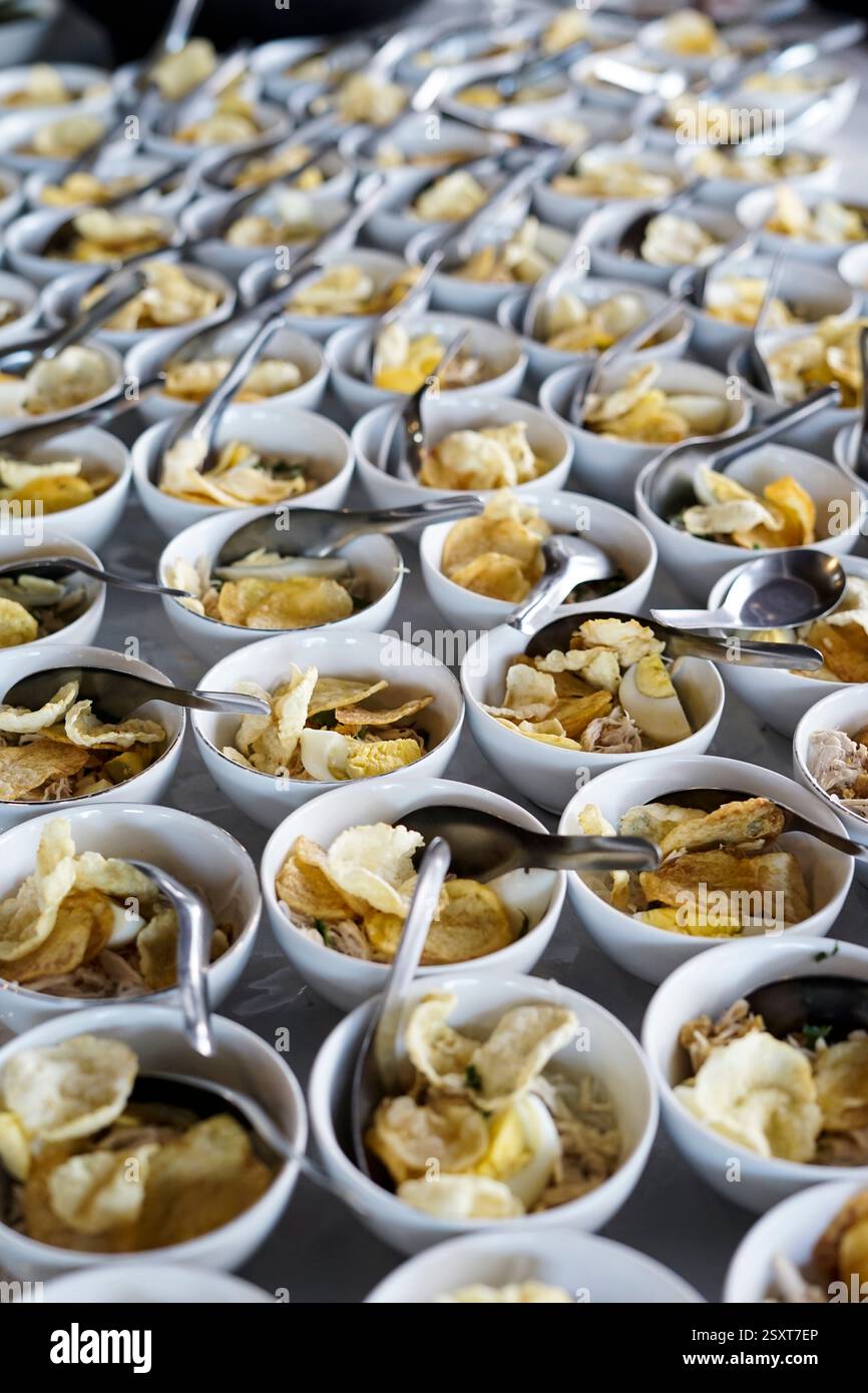 soto ayam is authentic indonesian food. lined up on the dining table ...