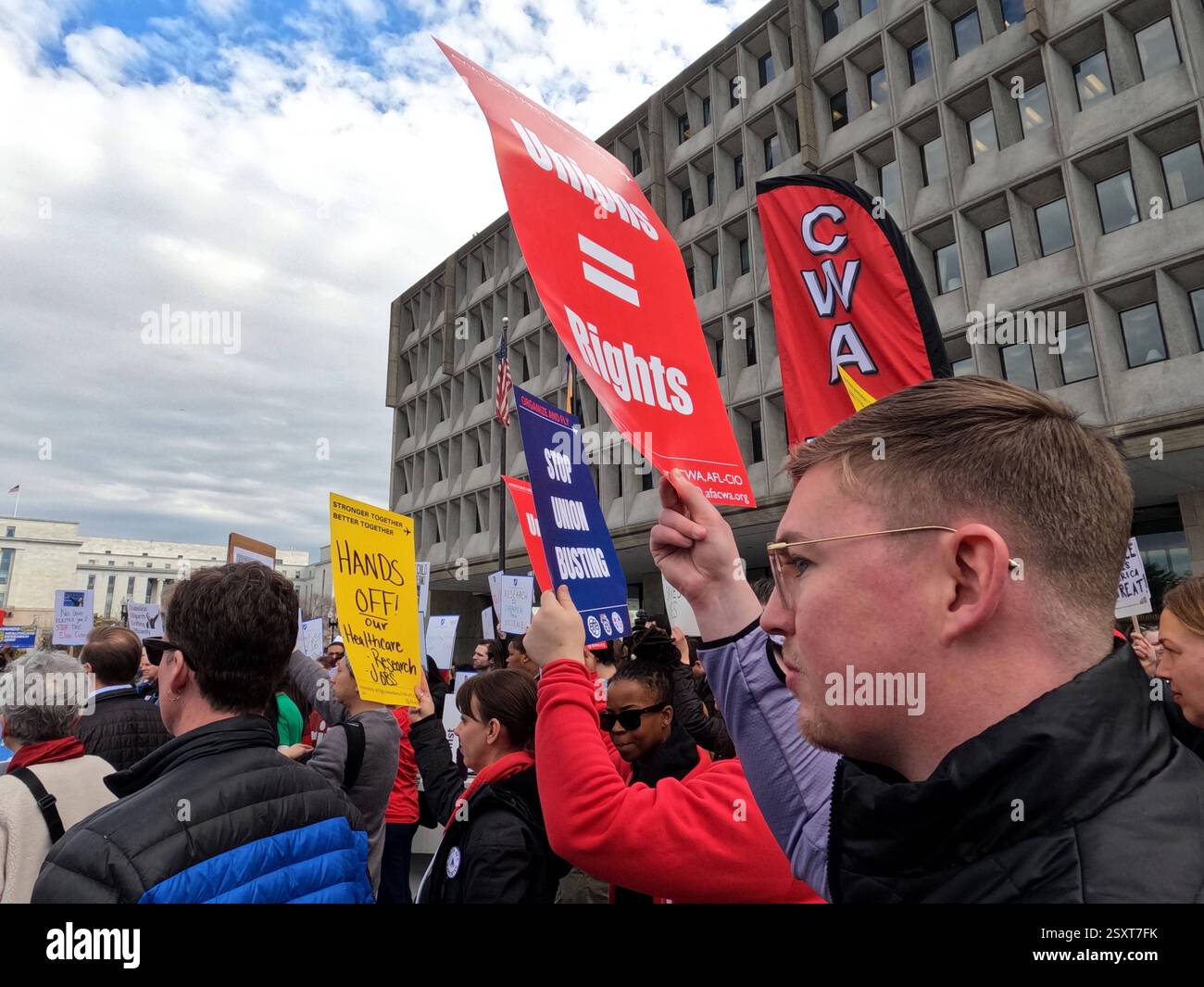 People rally outside of the HSS in Washington, District of Columbia ...