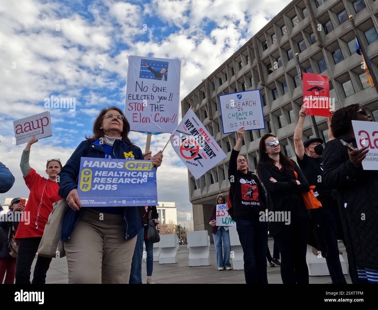 People rally outside of the HSS in Washington, District of Columbia ...
