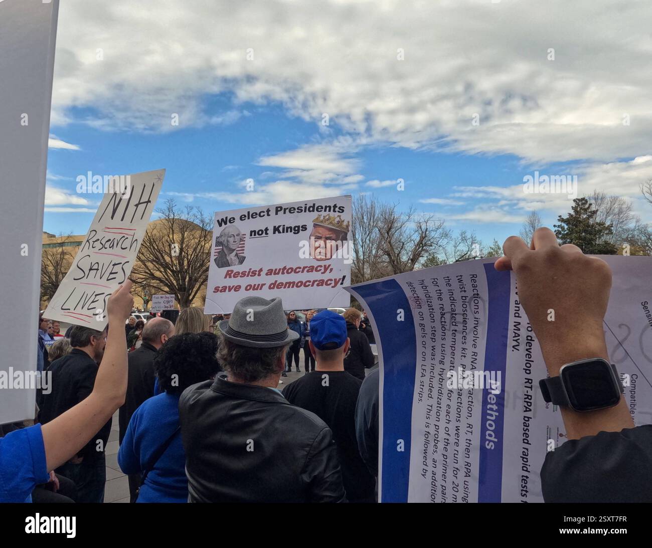 People rally outside of the HSS in Washington, District of Columbia ...