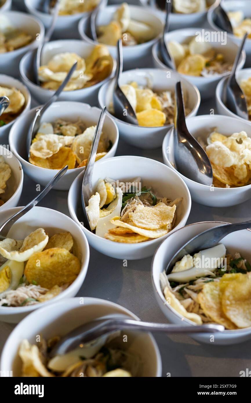 soto ayam is authentic indonesian food. lined up on the dining table ...