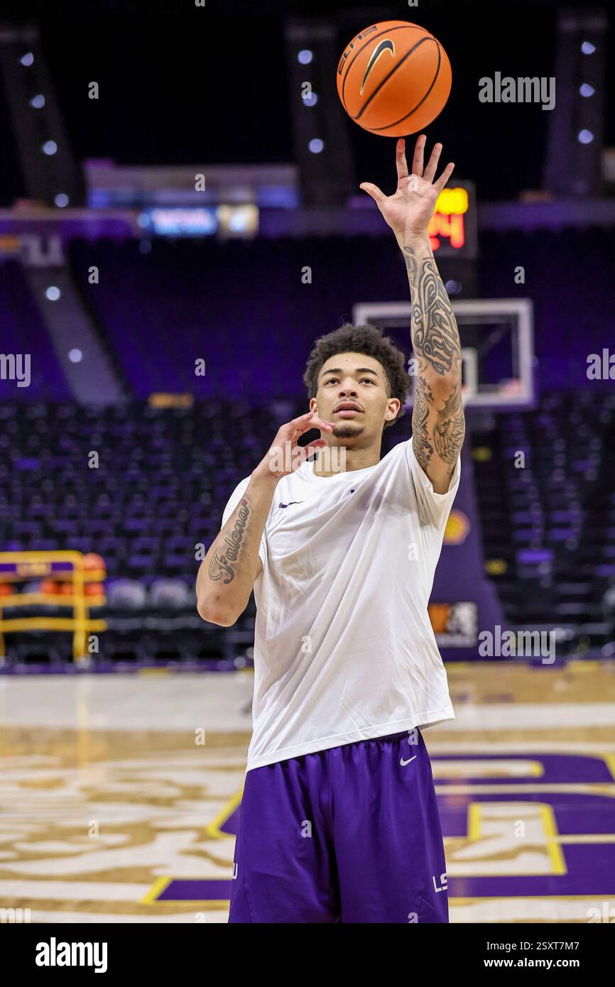 Baton Rouge, LA, USA. 25th Feb, 2025. Injured LSU forward Jalen Reed (9 ...